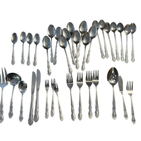 Vtg Imperial International Fleurette Stainless Steel Flatware Set 36