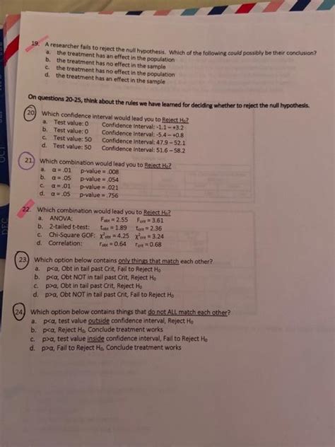 Solved A Researcher Fails To Reject The Null Hypothesis Chegg