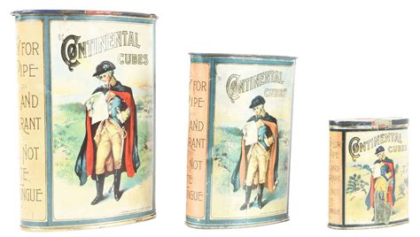 Lot Of 3 Continental Cube Tobacco Vertical Tins Auction