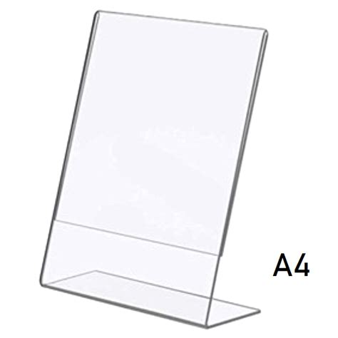A4 Size Portrait L Shape Display Stand Plastic Counter Tabletop