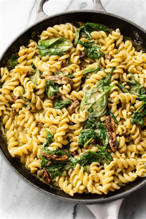 Creamy Chicken Pesto Pasta With Spinach And Sun Dried Tomatoes • Salt