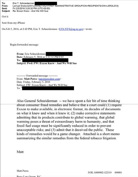 Missing Tort Lawyer Tobacco Memo To Schneiderman Released Climate