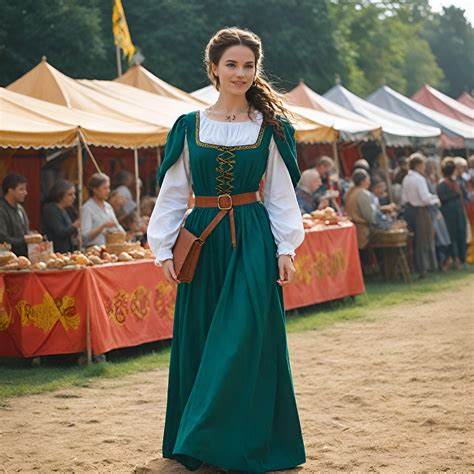 Elegant Renaissance Fair Maiden Dress Womens Medieval Festival Costume