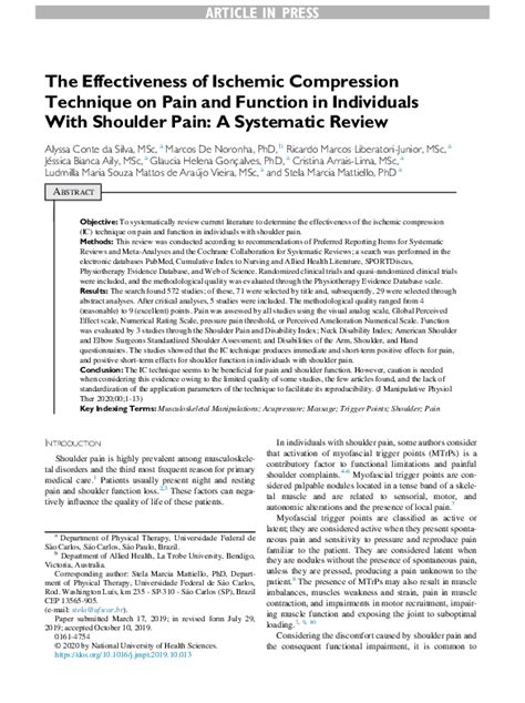 Pdf The Effectiveness Of Ischemic Compression Technique On Pain And