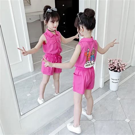 Ropa De Verano Para Niñas Chaleco Y Pantalón Corto Chándal Informal