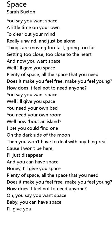 Space Lyrics Follow Lyrics