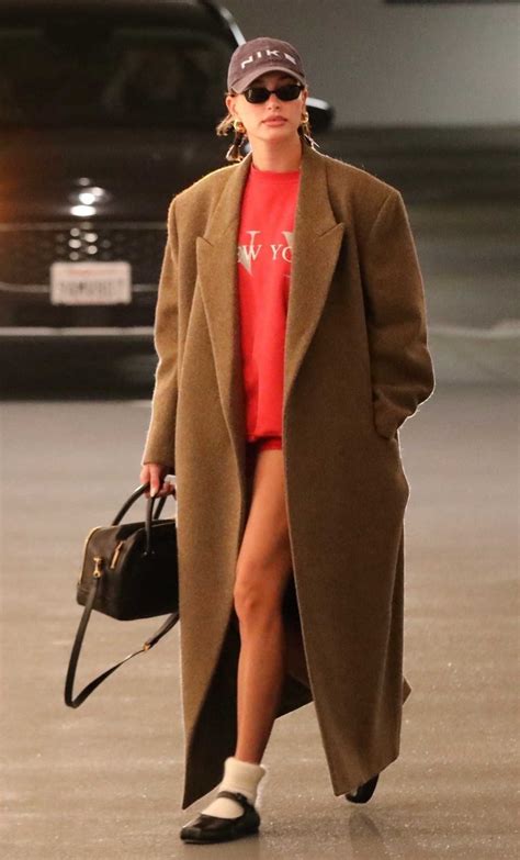 Hailey Bieber In A Tan Coat Was Seen Out In Los Angeles 12142023
