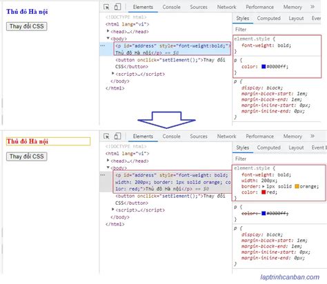 Thay đổi CSS bằng JavaScript