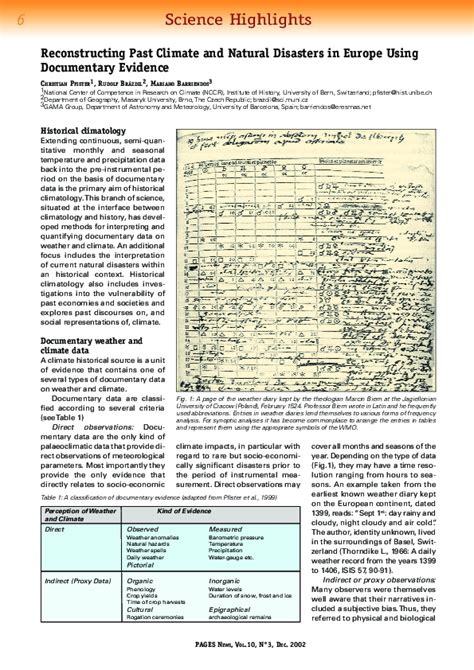 Pdf Reconstructing Past Climate And Natural Disasters In Europe Using
