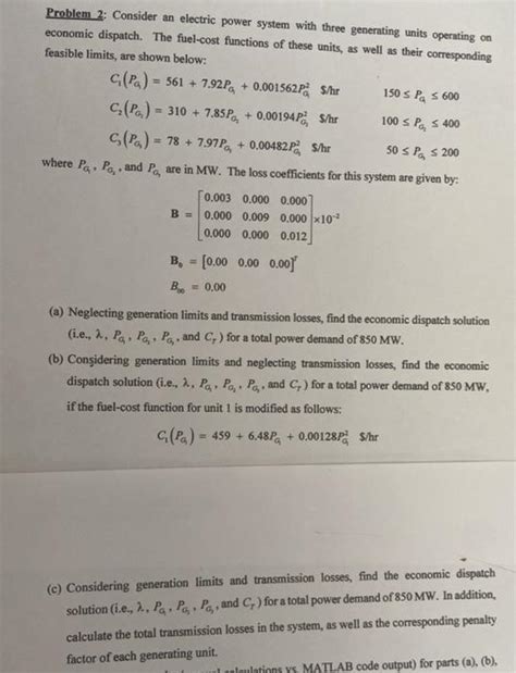 solved problem 2 consider an electric power system with