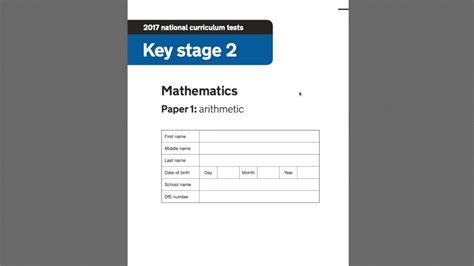 2017 Year 6 Sats Maths Arithmetic Paper 1 Walkthrough Guide Youtube
