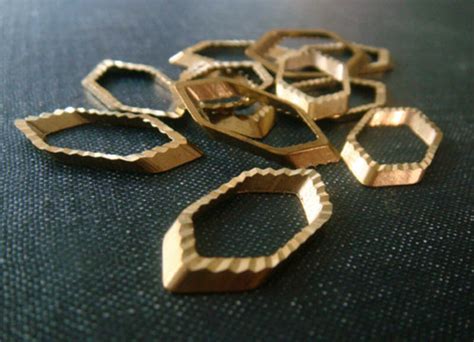 Elongated Hexagons 12mm Raw Brass 12 Pieces Brass Hexagon