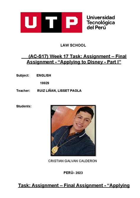 English Week 17 Proyect Law School 🔴 Ac S17 Week 17 Task Assignment Final Assignment
