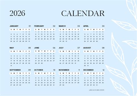Blue And White Simple 2026 Calendar A2 Landscape Pdf