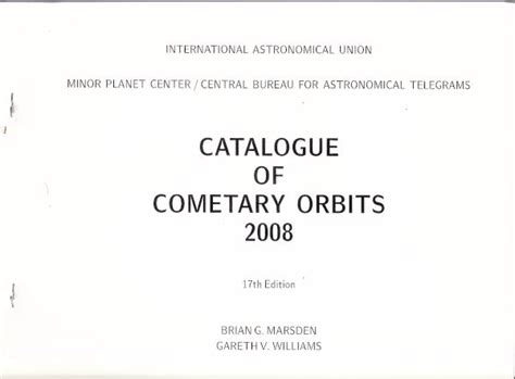 Catalogue Of Cometary Orbits 2008 Seventeenth Edition