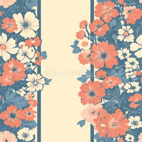 Vibrant Vintage Floral Pattern With Classic Blue Border Stock Image