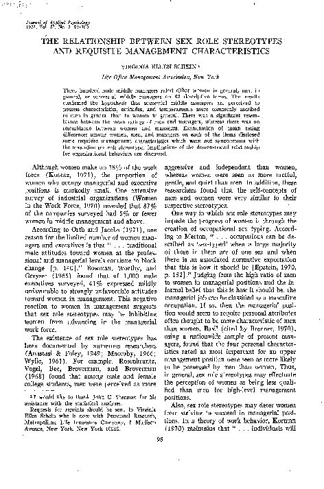 Pdf The Relationship Between Sex Role Stereotypes And Requisite