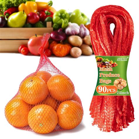 Sukh 90pcs Mesh Produce Bags 24inch Mesh Vegetable Bags