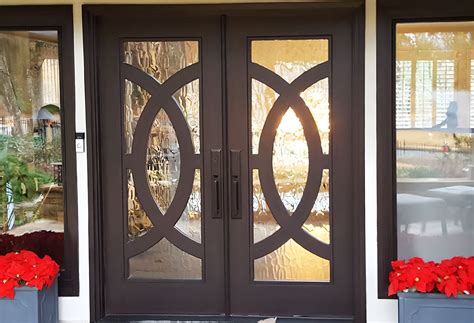 Exterior Entry Double Front Doors European Standards Black Modern