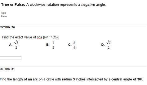Solved A Clockwise Rotation Represents A Negative Angle Chegg