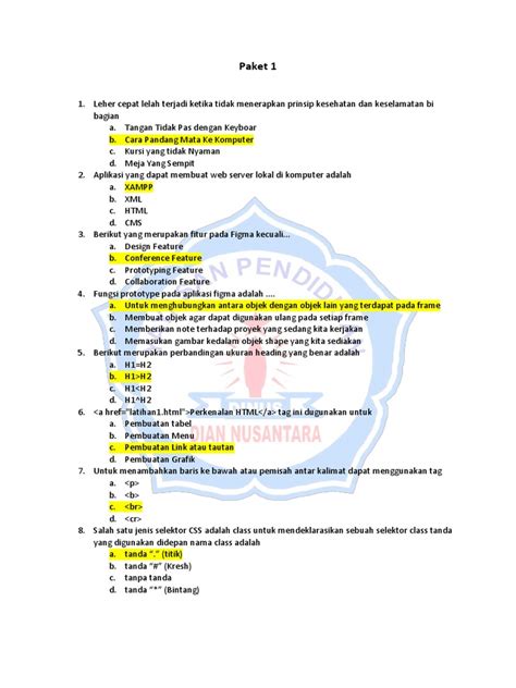 Lampiran Perangkat Evaluasi Pre Post Test Bank Soal Pre Test Post
