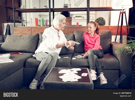 Granny Girl Sitting On Image And Photo Free Trial Bigstock