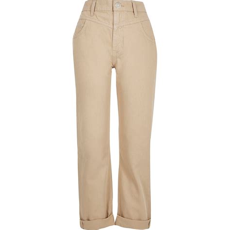 Beige Mom High Rise Jeans Mom Jeans Jeans Women