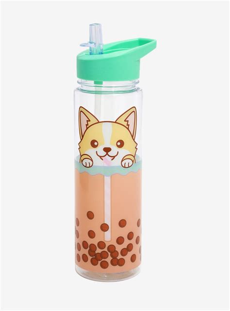 Corgi Boba Tea Water Bottle Boxlunch Exclusive Boxlunch Boba Tea