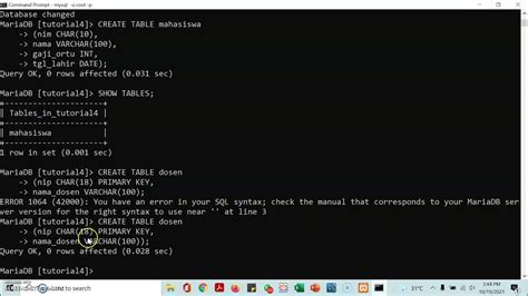 1 Mengakses Mysql Dengan Command Prompt Cmd Youtube