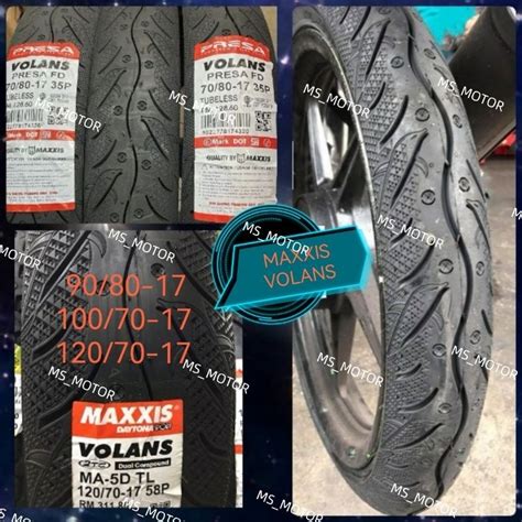 Maxxis Tyre Volans Presa Fd 9080 10070 12070 17 Tubeless Tayar 90 80