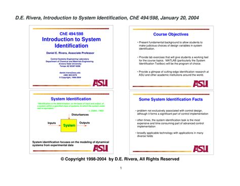 Pdf Introduction To System Identification