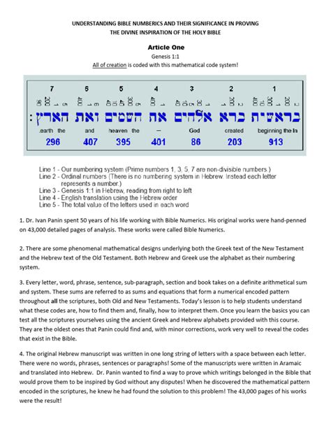 Bible Numerics Article 1 2019 09 23 Pdf Bible Chapters And Verses