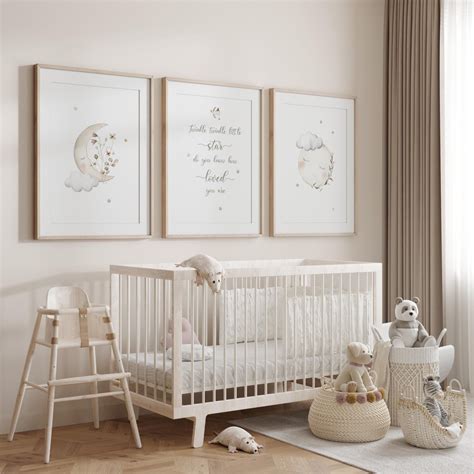 Neutral Moon And Stars Nursery Decor Twinkle Twinkle Little Star Wall