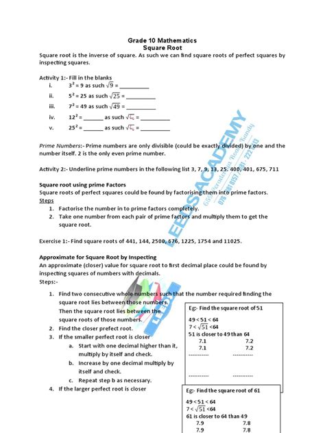 10square Root Pdf Square Root Prime Number