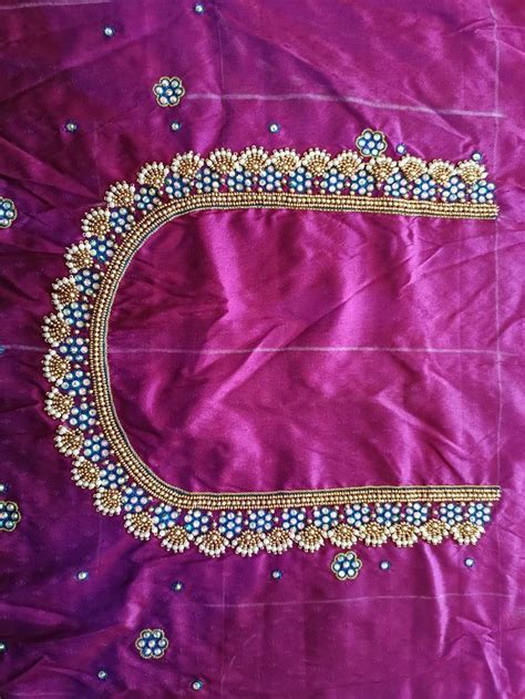 Pin By Bhuvana On Aari Pearl Work Embroidery Neck Designs Bead