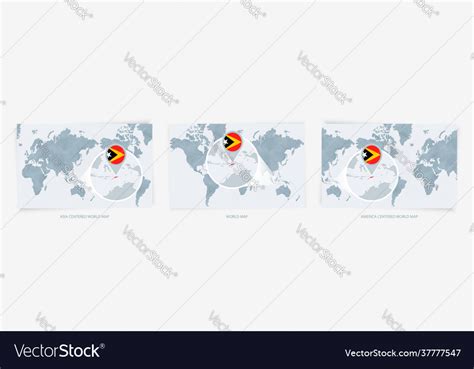 Three Versions World Map With Enlarged Royalty Free Vector
