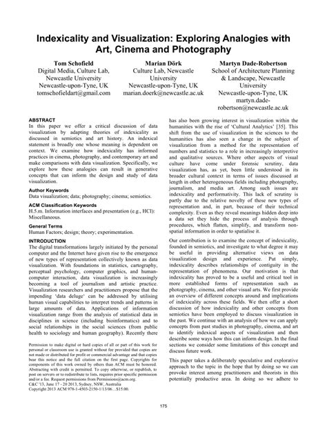 Pdf Indexicality And Visualization Exploring Analogies With Art Cinema And Photography