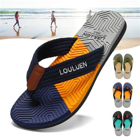 Casual Beach Flip Flops For Men Lightweight Non Slip Beach Shoes