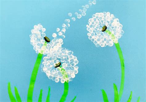 Cotton Bud Dandelion Craft Arts And Crafts Mas And Pas