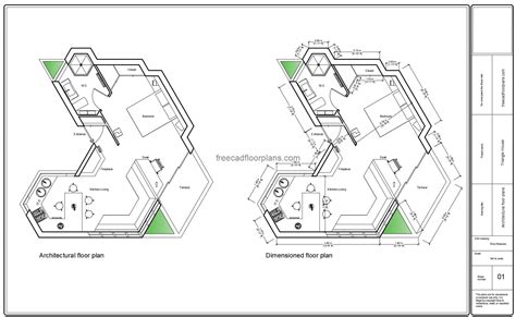 Triangle House With One Bedroom Free Cad Drawings