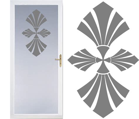 Front Modern Design Etched Glass Vinyl Privacy Film Glass Door Decal 01