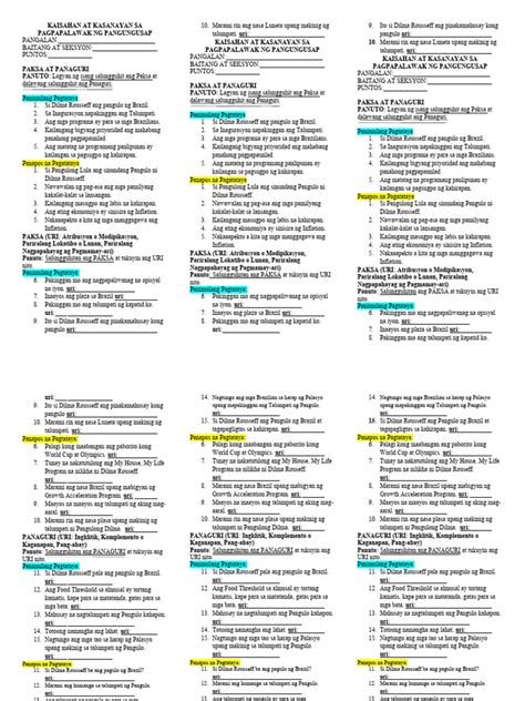 Pagpapalawak Ng Pangungusap At Pagsusuri Paksa At Panaguri Pdf