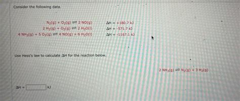 solved consider the following data n2 9 o2 g ⇌2no g 2h2