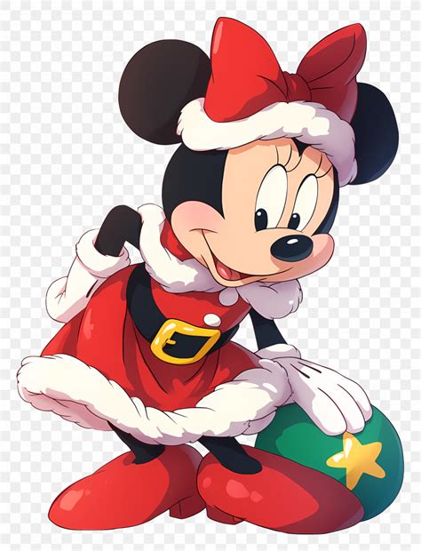 Minnie Mouse Christmas Minnie Mouse Dressed In Festive Attire Png