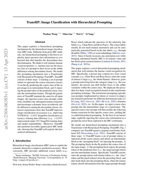 Pdf Transhp Image Classification With Hierarchical Prompting