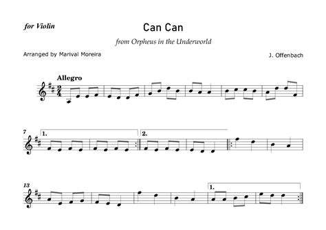Can Can J Offenbach Violin Solo Arr Marival Moreira By Jacques
