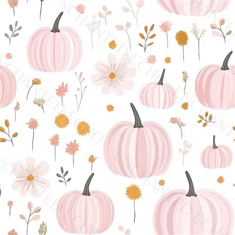 Seamless Fall Pumpkin Pink Pattern Cute Fall Halloween Girly Seamless Pattern Boho