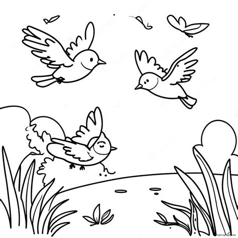 Colorful Bird Migration Scene Coloring Page 16190 13058