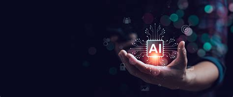 디지털 네트워크 연결 기술 혁신 기계 학습 데이터 통합으로 손 위에 떠 있는 빛나는 Ai 칩으로 표시되는 인공 지능 기술의 미래 지향적 개념 Cpu에 대한 스톡 사진 및