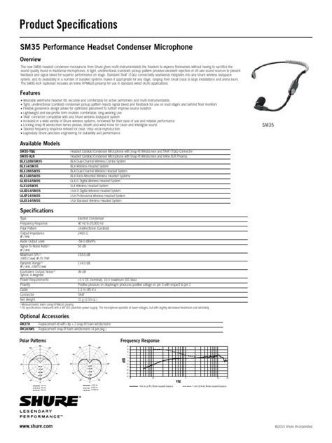 Sm35 Specification Sheet English Pdf Microphone Headphones